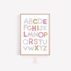 Pastel Alphabet and Numbers Prints, Pink Alphabet Poster, ABC Print ...