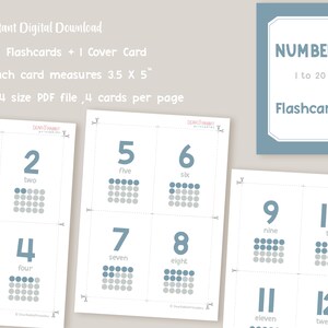 Numbers Flashcards Digital Download, Printable Flashcards, Numbers ...