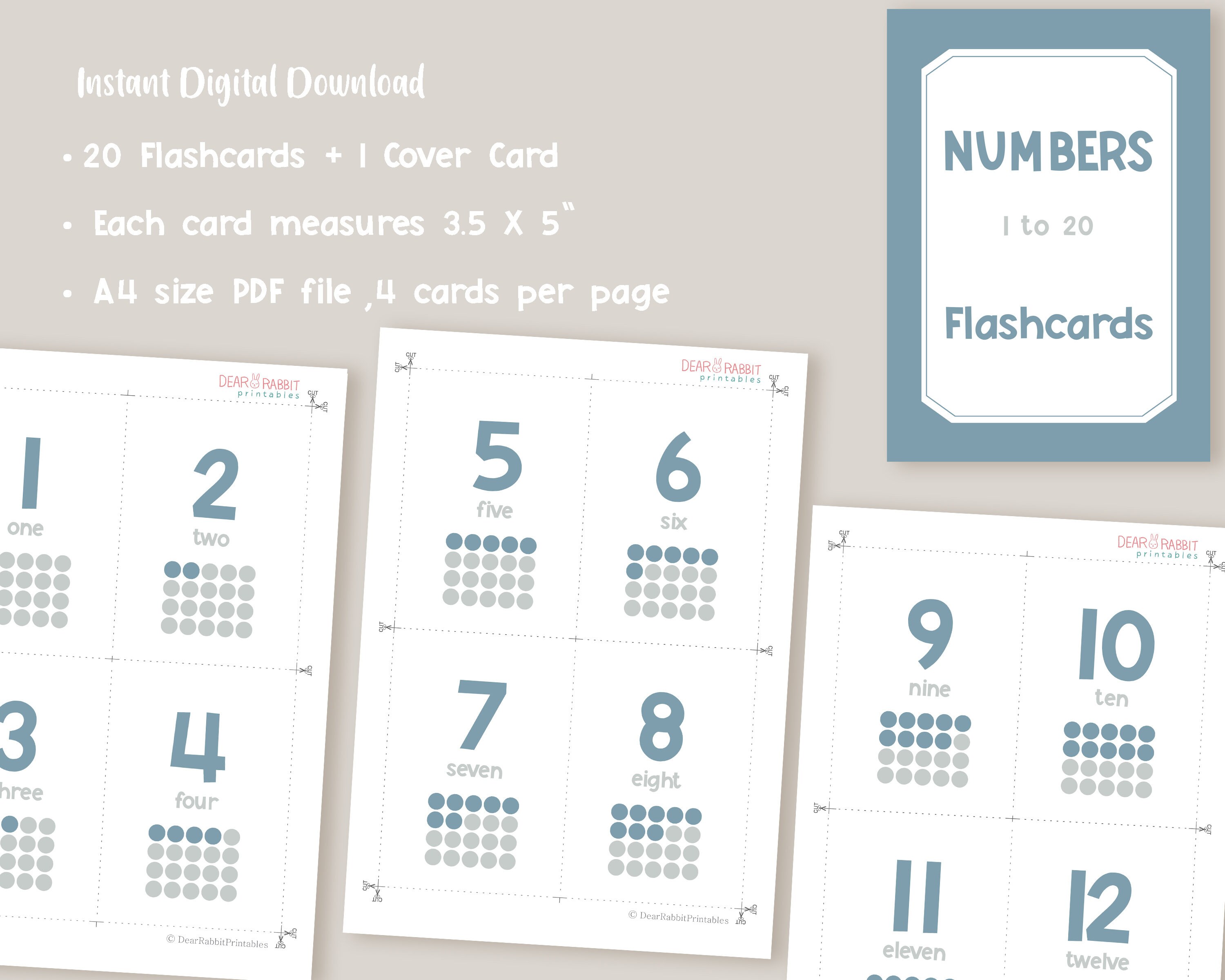Numbers Flashcards Digital Download Printable Flashcards - Etsy