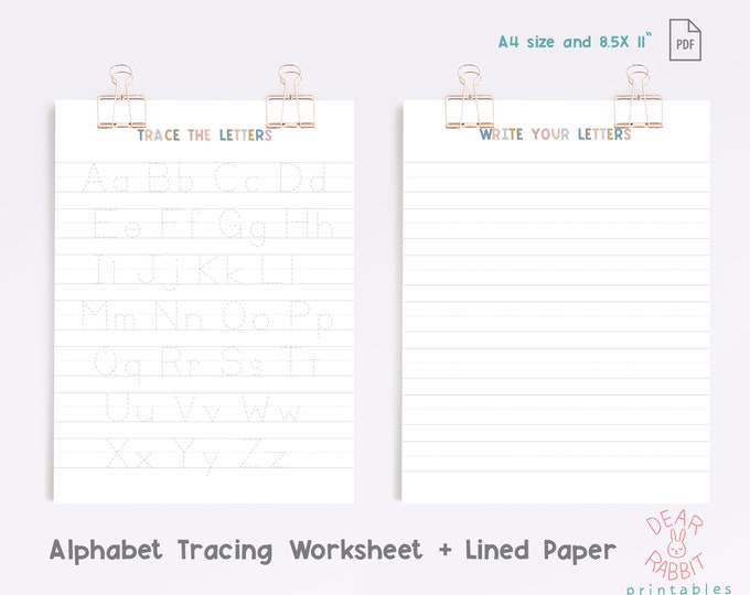 26 Printable Alphabet Tracing Worksheet for Preschool Upper Case and ...