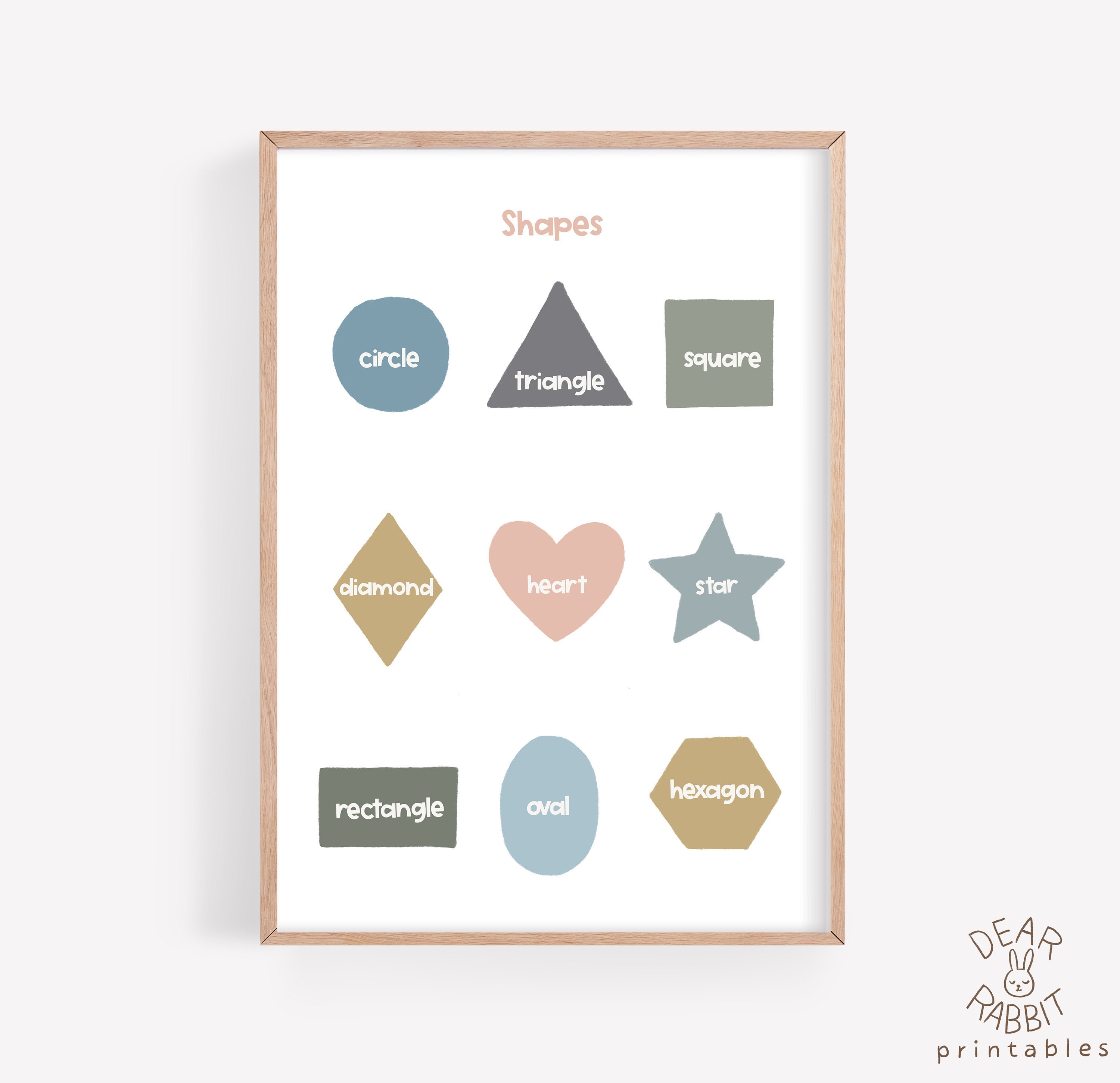 Shapes Educational Poster, Neutral Color,shapes Poster,educational Wall ...