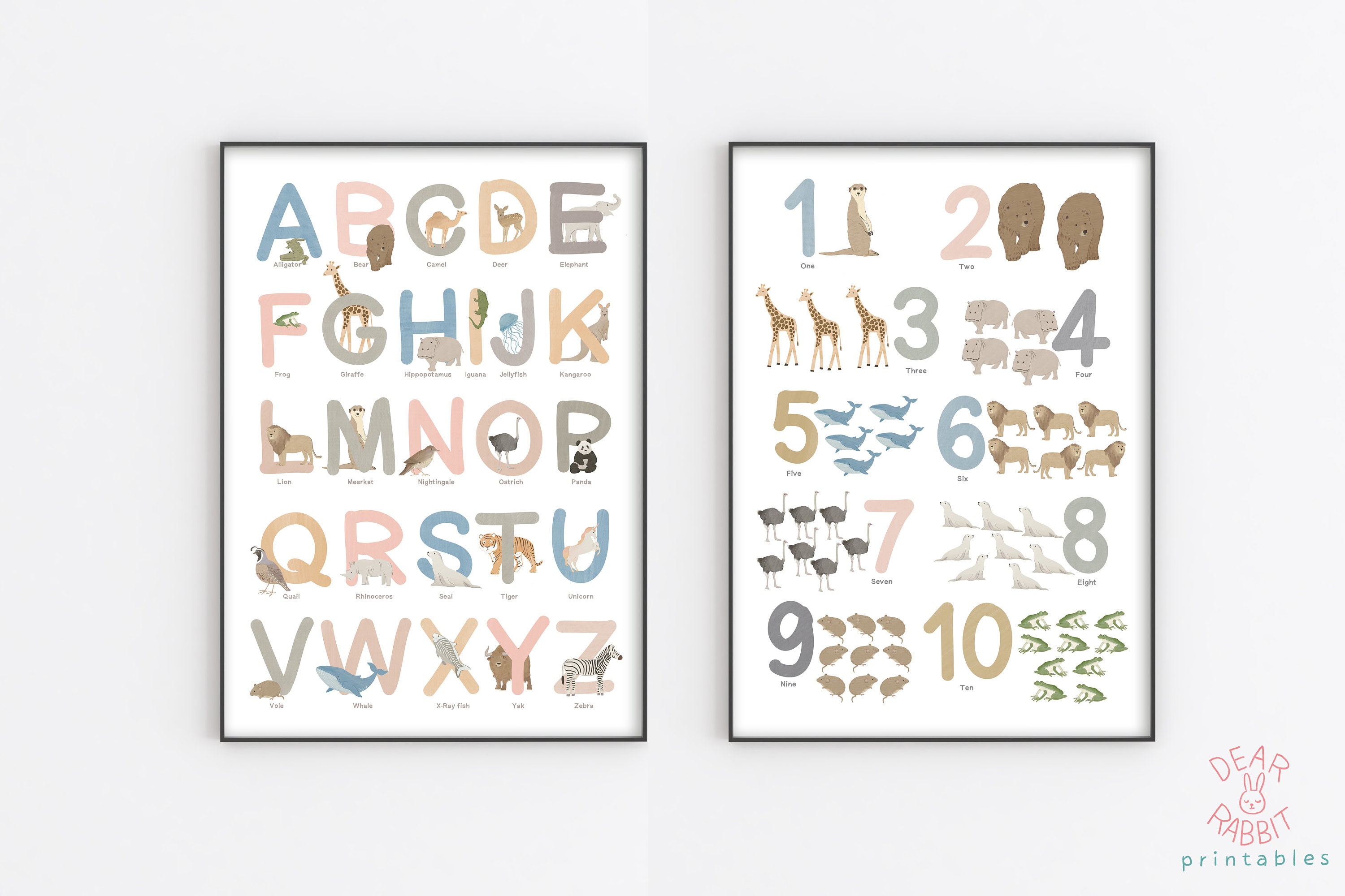 Alphabet and Numbers Printable,neutral Alphabet Poster, ABC Print ...