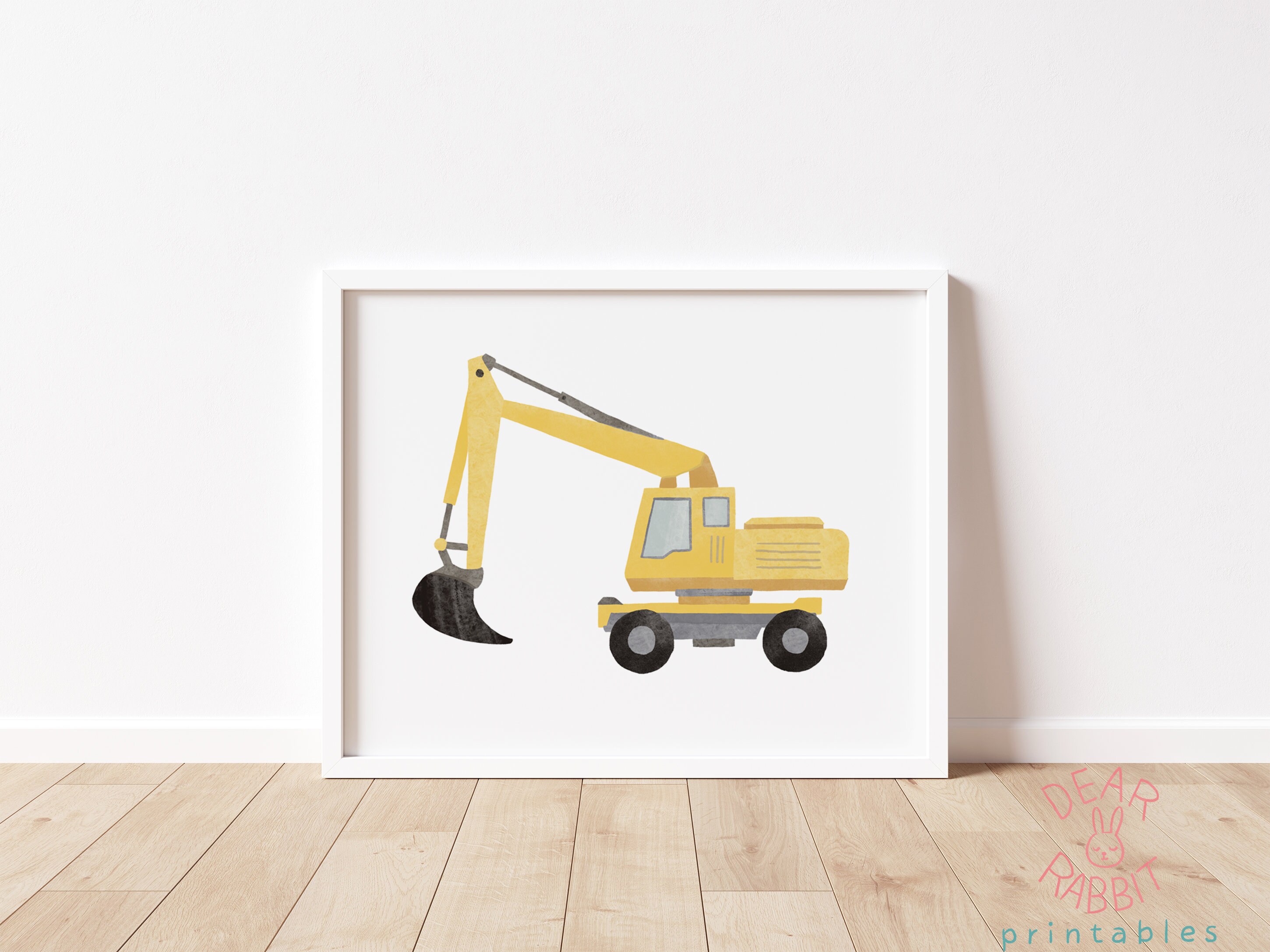 Excavator Print, Kids Room Decor, Boy Nursery Wall Art, Construction ...
