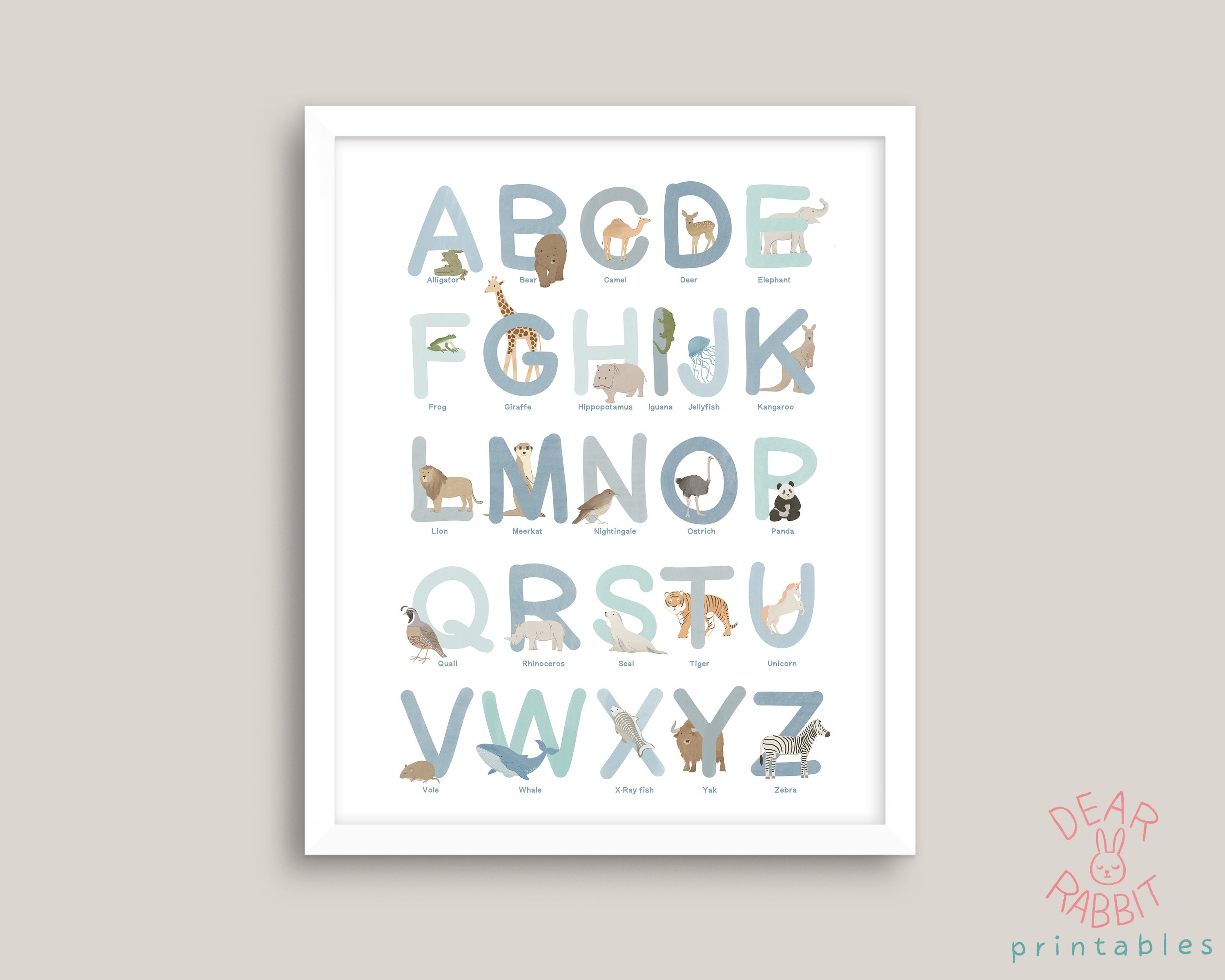 Animal Alphabet Print,printable ABC Poster,alphabet Wall Art, ABC Wall ...
