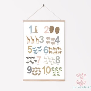 Animal Numbers Print, Nursery Print,counting Poster, Kids Number Poster ...