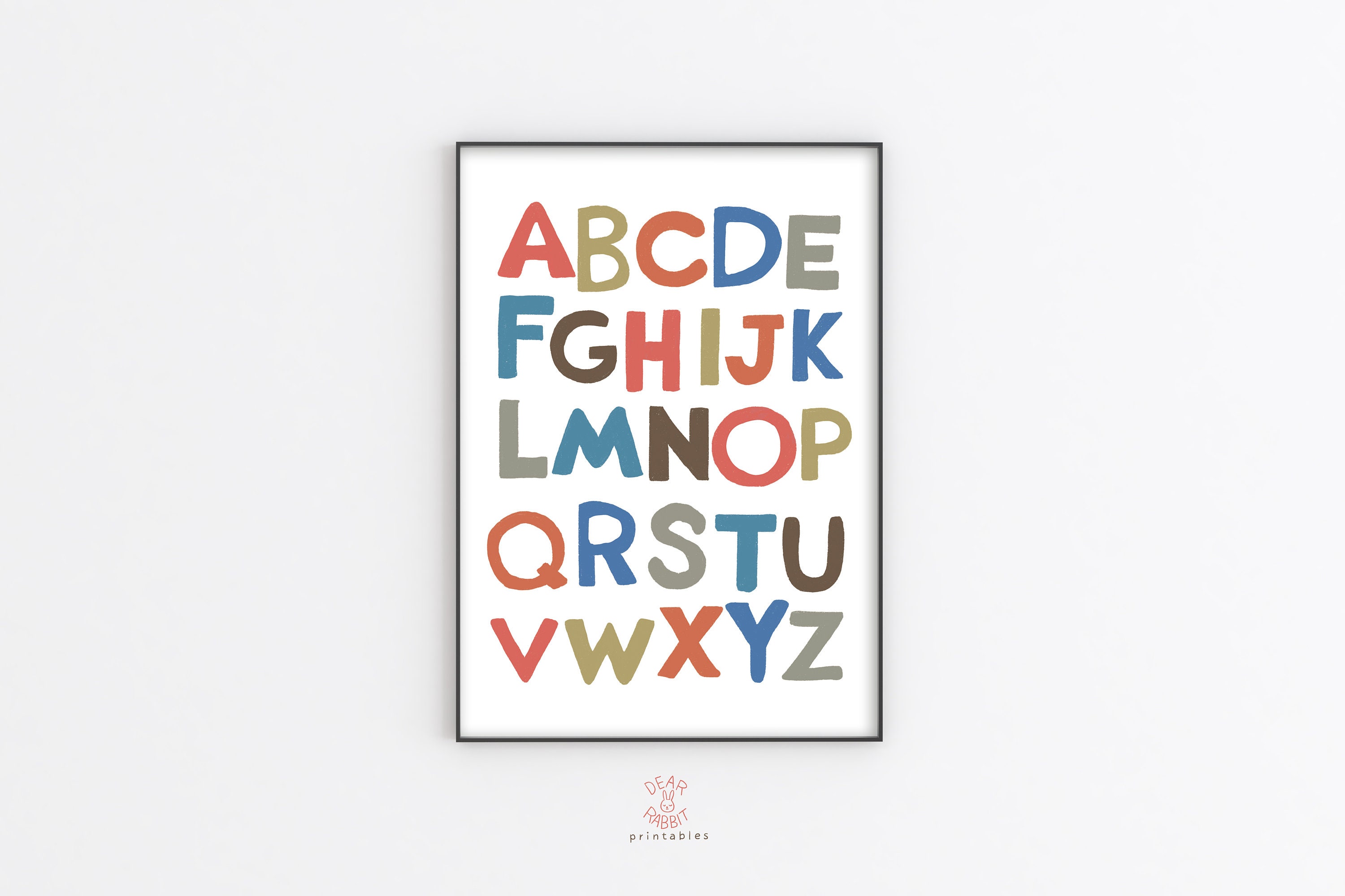 Printable Alphabet Posterbrown&red Color Printable Wall Art - Etsy