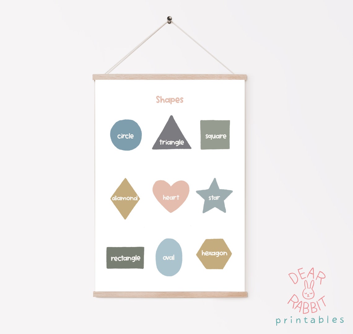Shapes Educational Poster, Neutral Color,shapes Poster,educational Wall ...