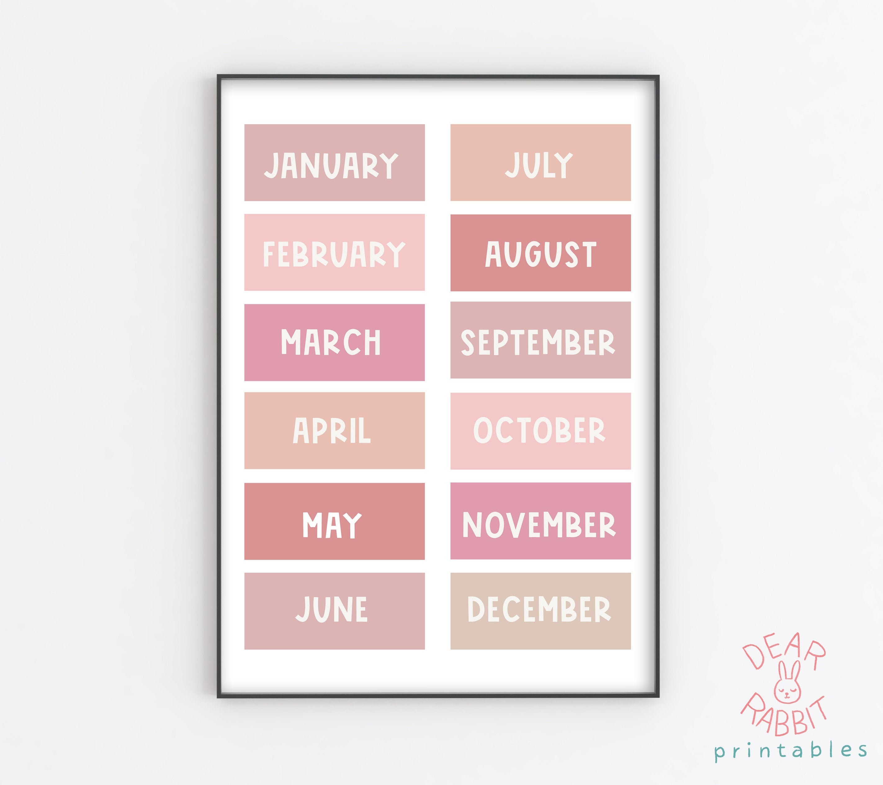 Months of the Year Poster, Educational Wall Art,kids Room Decor ...
