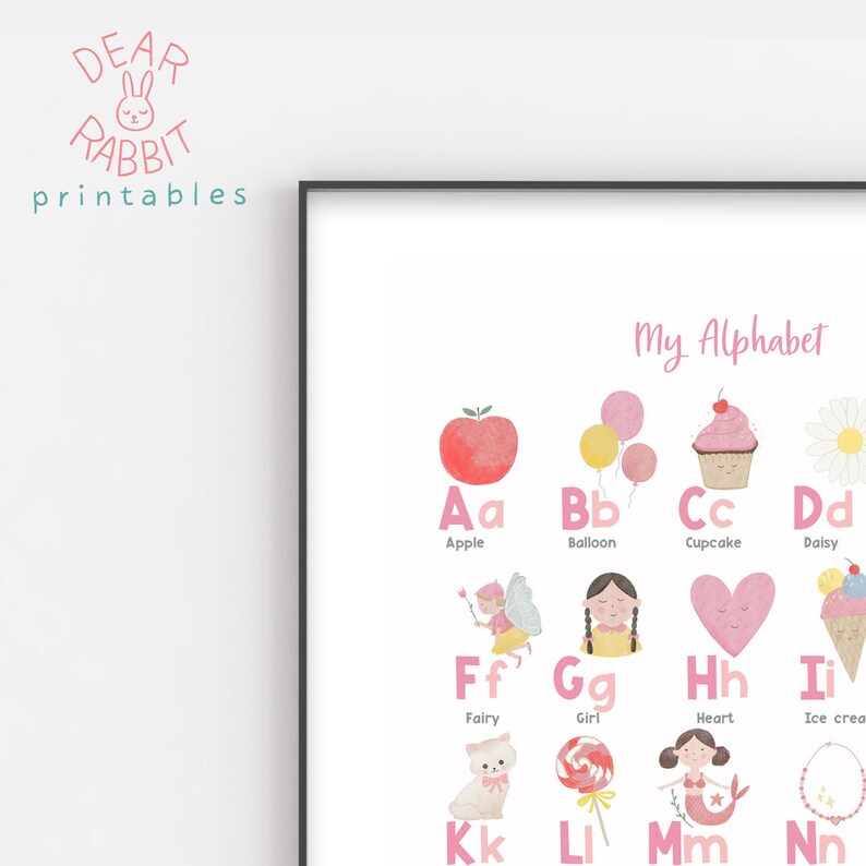 Nursery Alphabet Print,alphabet Print for Girls,pink Alphabet,girls ...