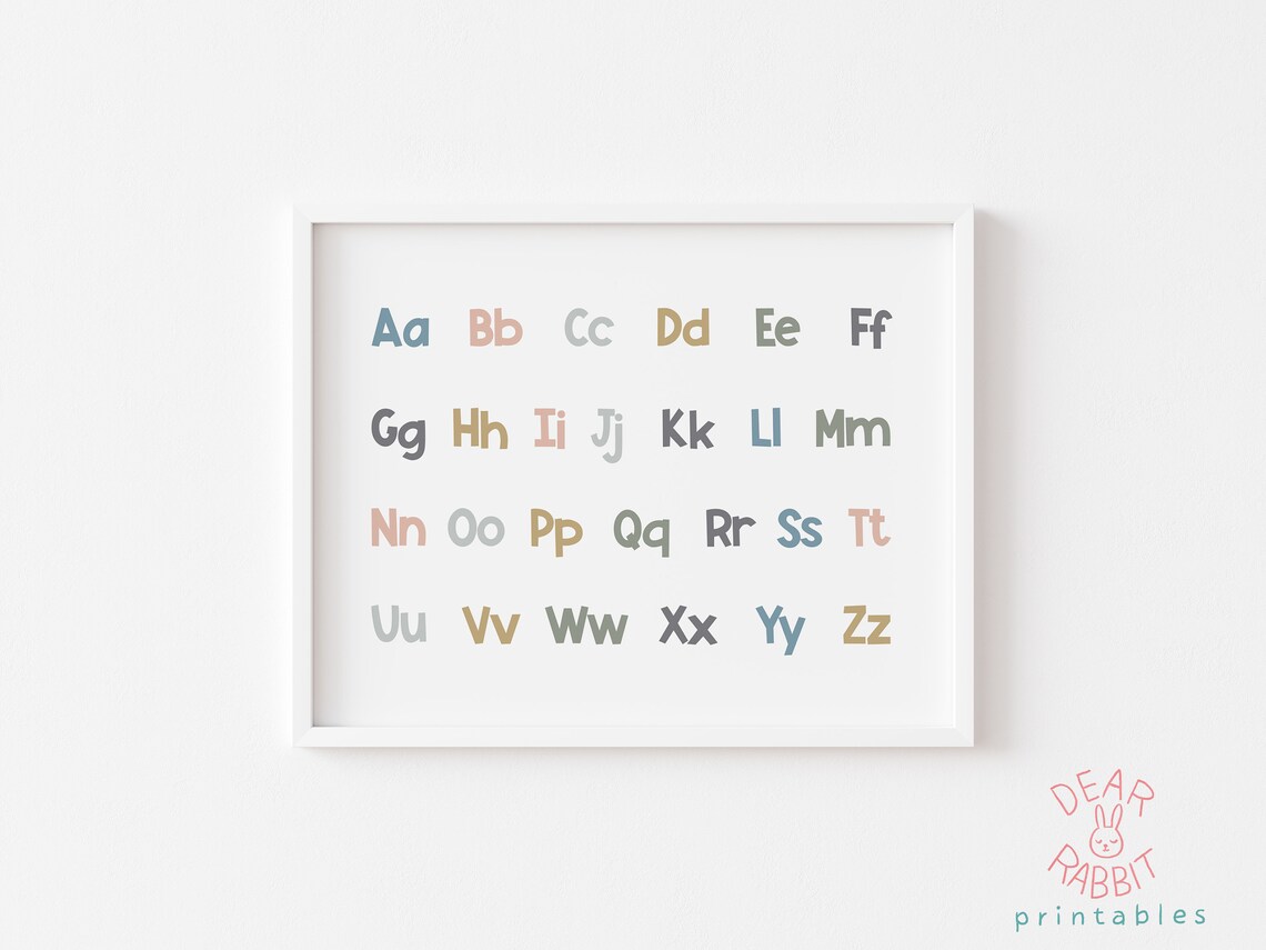 Alphabet Horizontal Printable Poster, Alphabet Wall Art, Lowercase ...