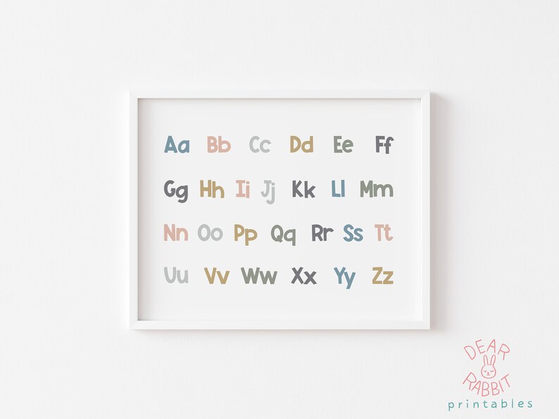 Alphabet Horizontal Printable Poster, Alphabet Wall Art, Lowercase ...
