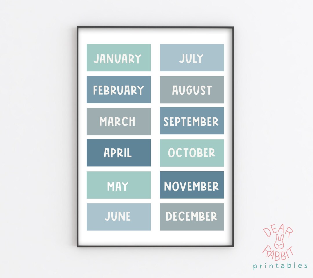 Poster Mesi dell'Anno, Educational Wall Art,Kids Room Decor, Nursery ...