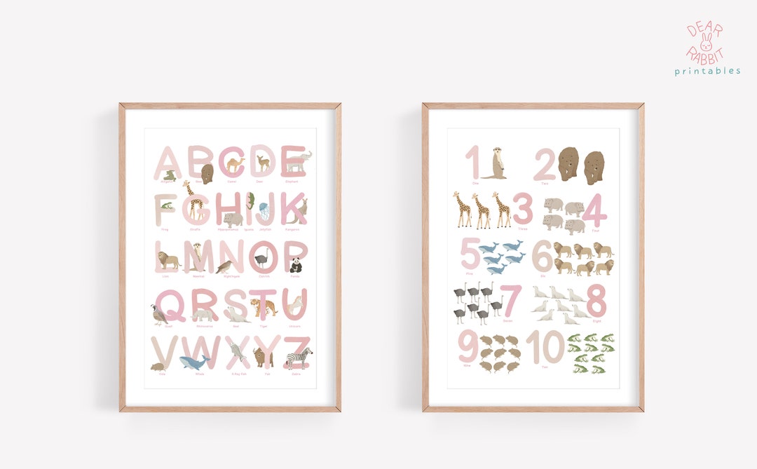 Alphabet and Numbers Printable,pink Alphabet Poster, ABC Print ...