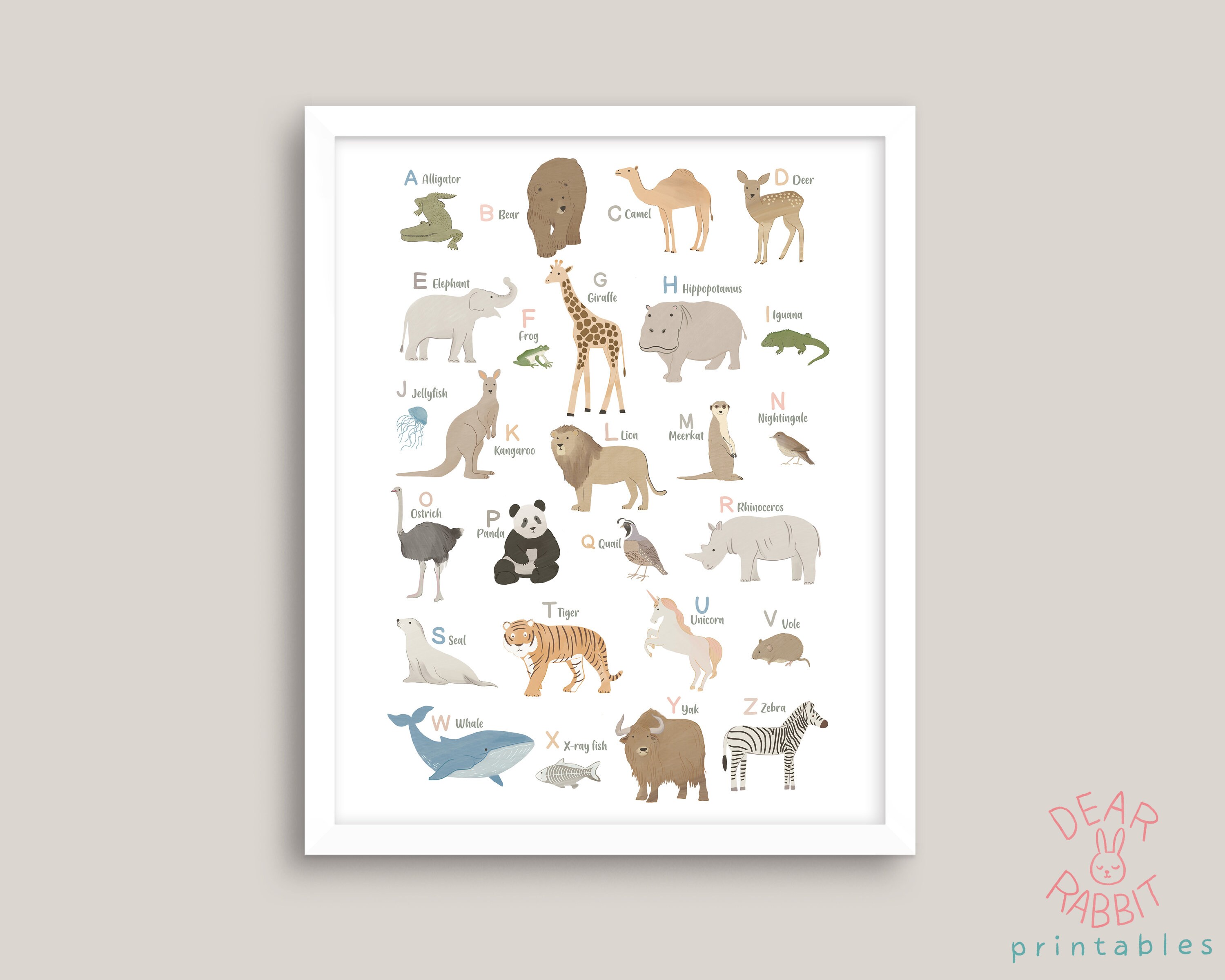 Animal Alphabet Print,printable ABC Poster,alphabet Wall Art, ABC Wall ...