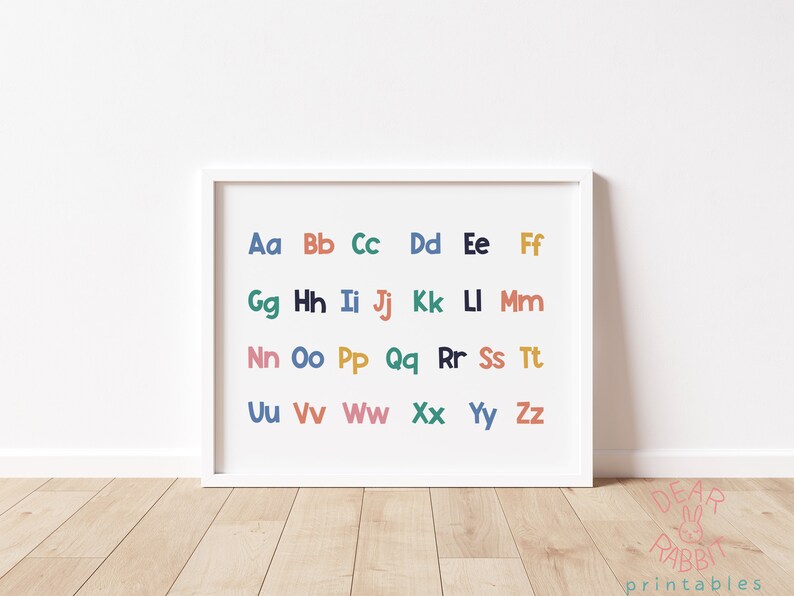 Alphabet Horizontal Printable Poster, Alphabet Wall Art, Lowercase ...