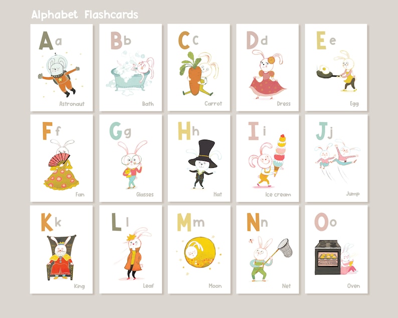 Alphabet Flashcards Digital Download, Printable Flashcards, ABC ...
