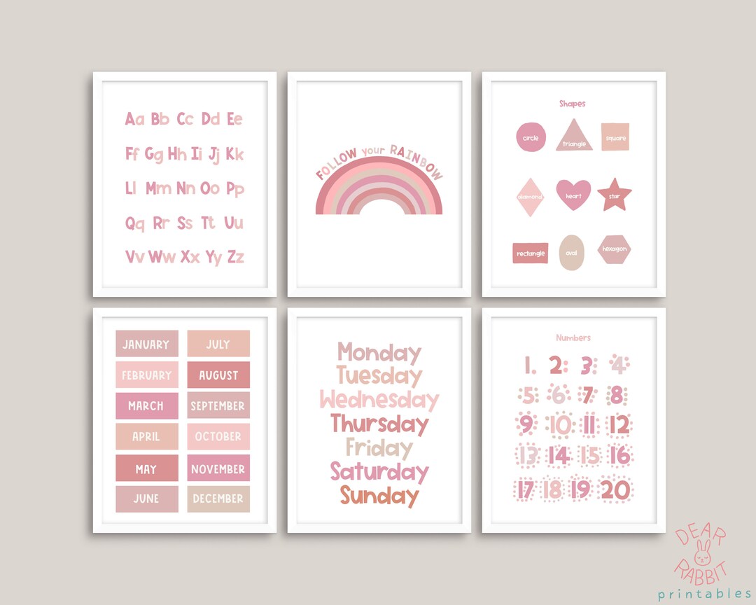 Alphabet Lowercase Poster, Numbers and Shapes, Days and Months Prints ...