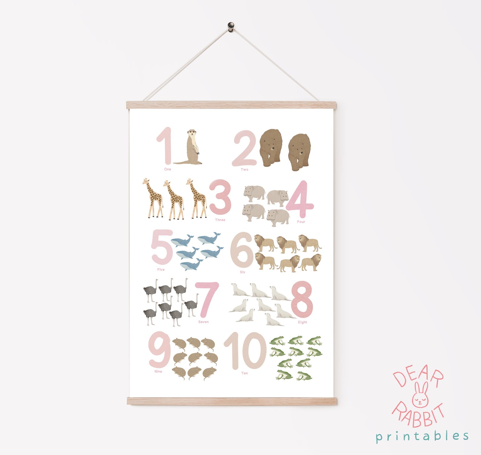 Animal Numbers Print, Nursery Print, Counting Poster, Kids Number ...