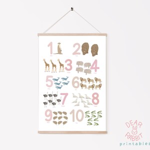 Animal Numbers Print, Nursery Print, Counting Poster, Kids Number ...