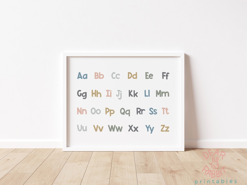 Alphabet Horizontal Printable Poster, Alphabet Wall Art, Lowercase ...