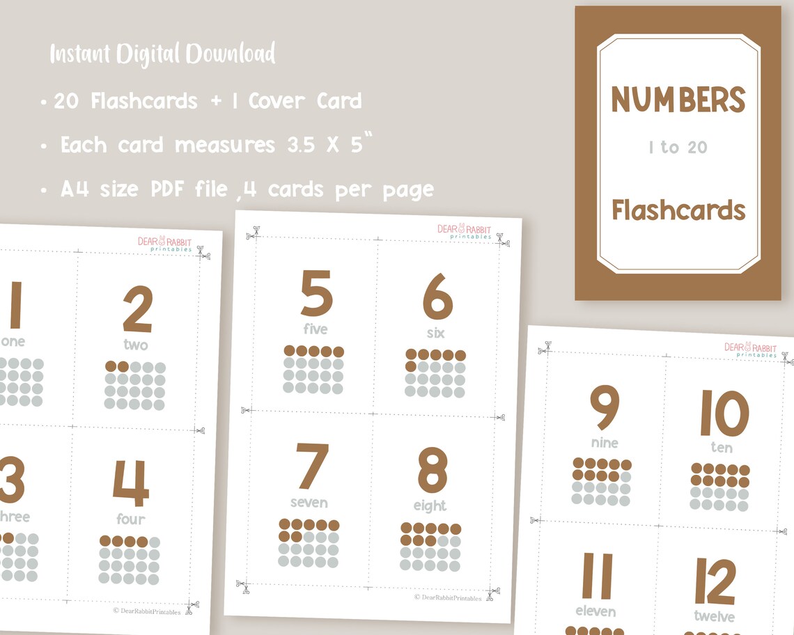 Numbers Flashcards Digital Download Printable Flashcards | Etsy