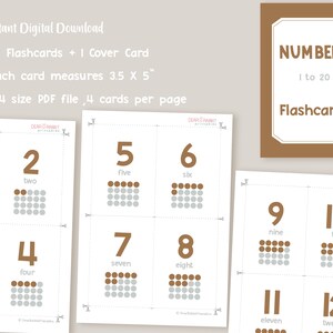 Numbers Flashcards Digital Download Printable Flashcards | Etsy