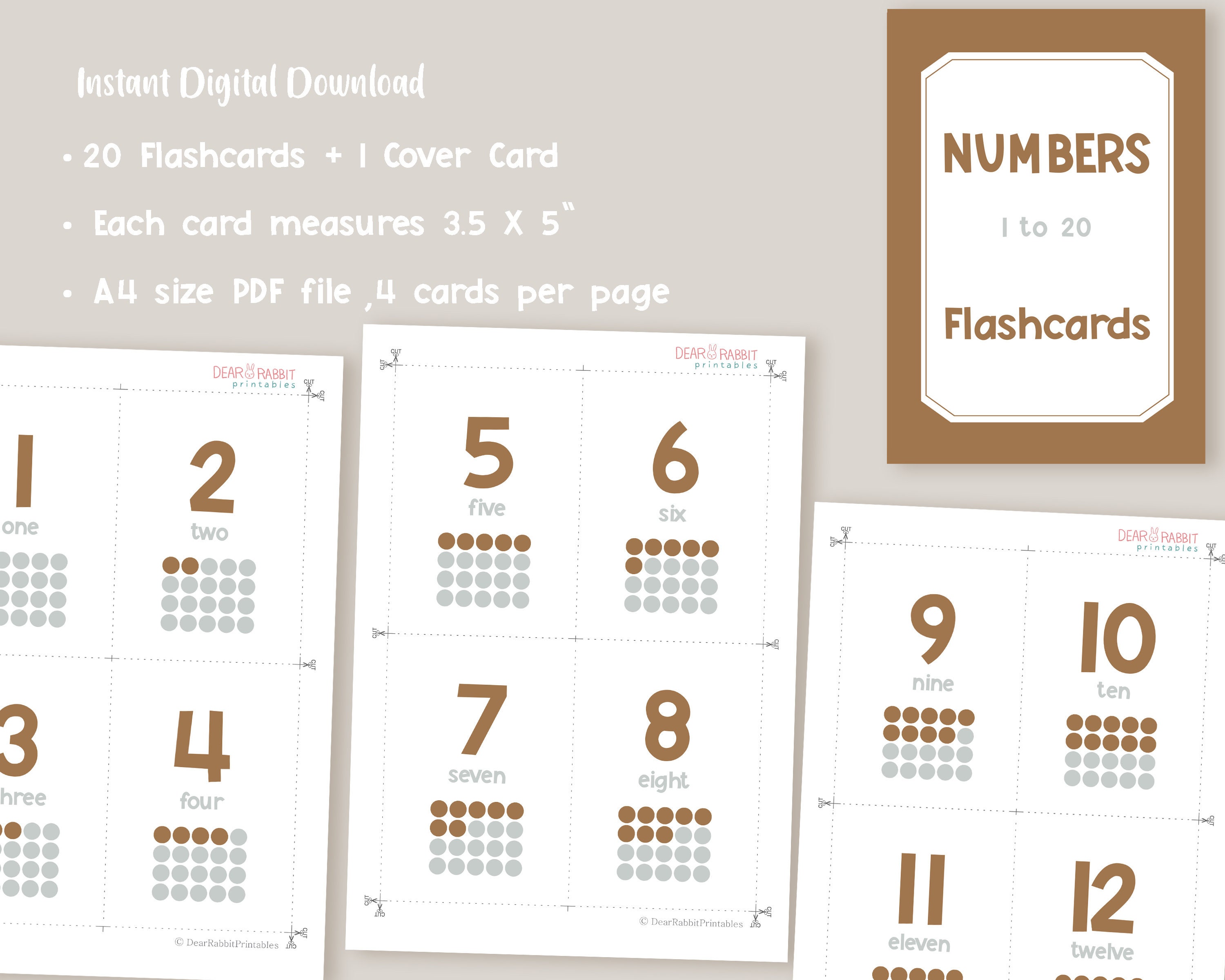 Numbers Flashcards Digital Download Printable Flashcards - Etsy