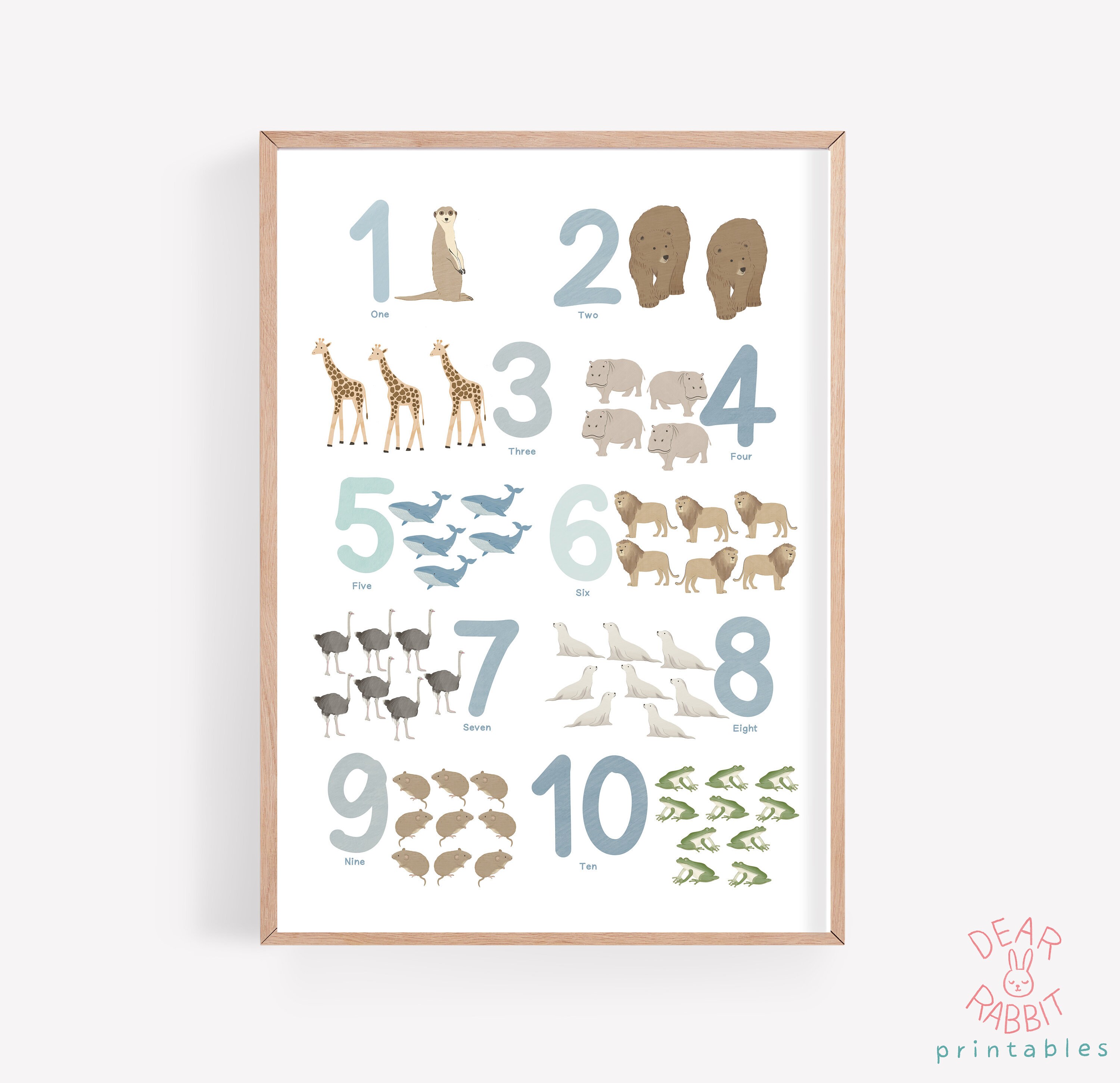 Animal Numbers Print,nursery Print, Counting Poster,kids Number Poster ...