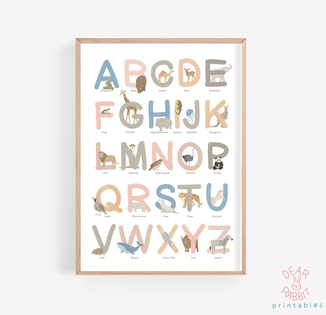 Animal Alphabet Print,printable ABC Poster,alphabet Wall Art, ABC Wall ...