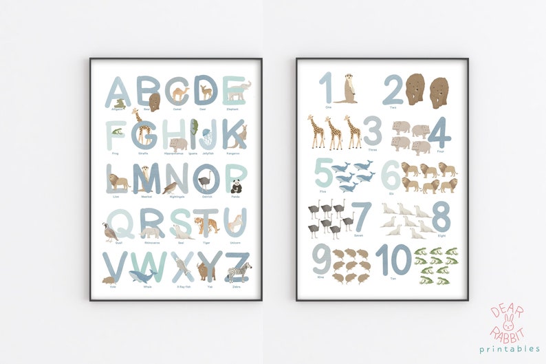 Alphabet and Numbers Printable, Colorful Alphabet Poster, ABC Print ...