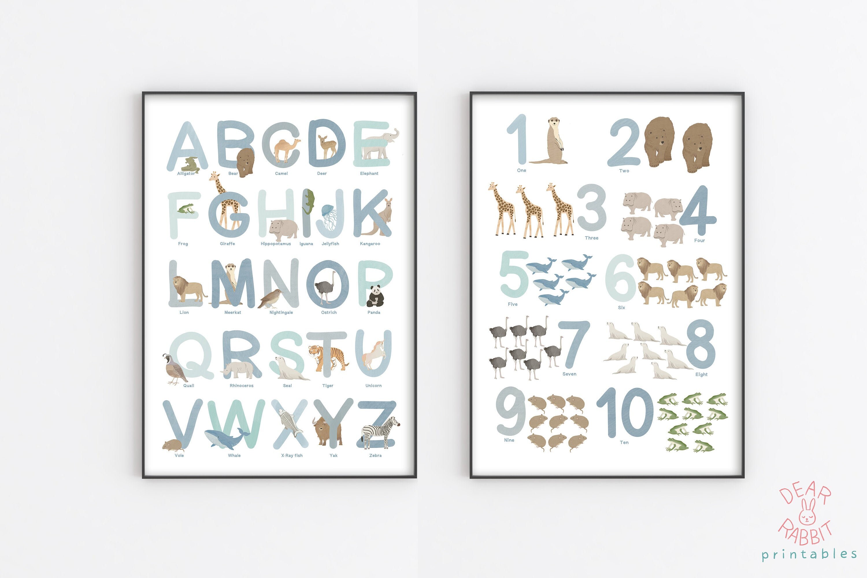 Alphabet and Numbers Printable, Colorful Alphabet Poster, ABC Print ...