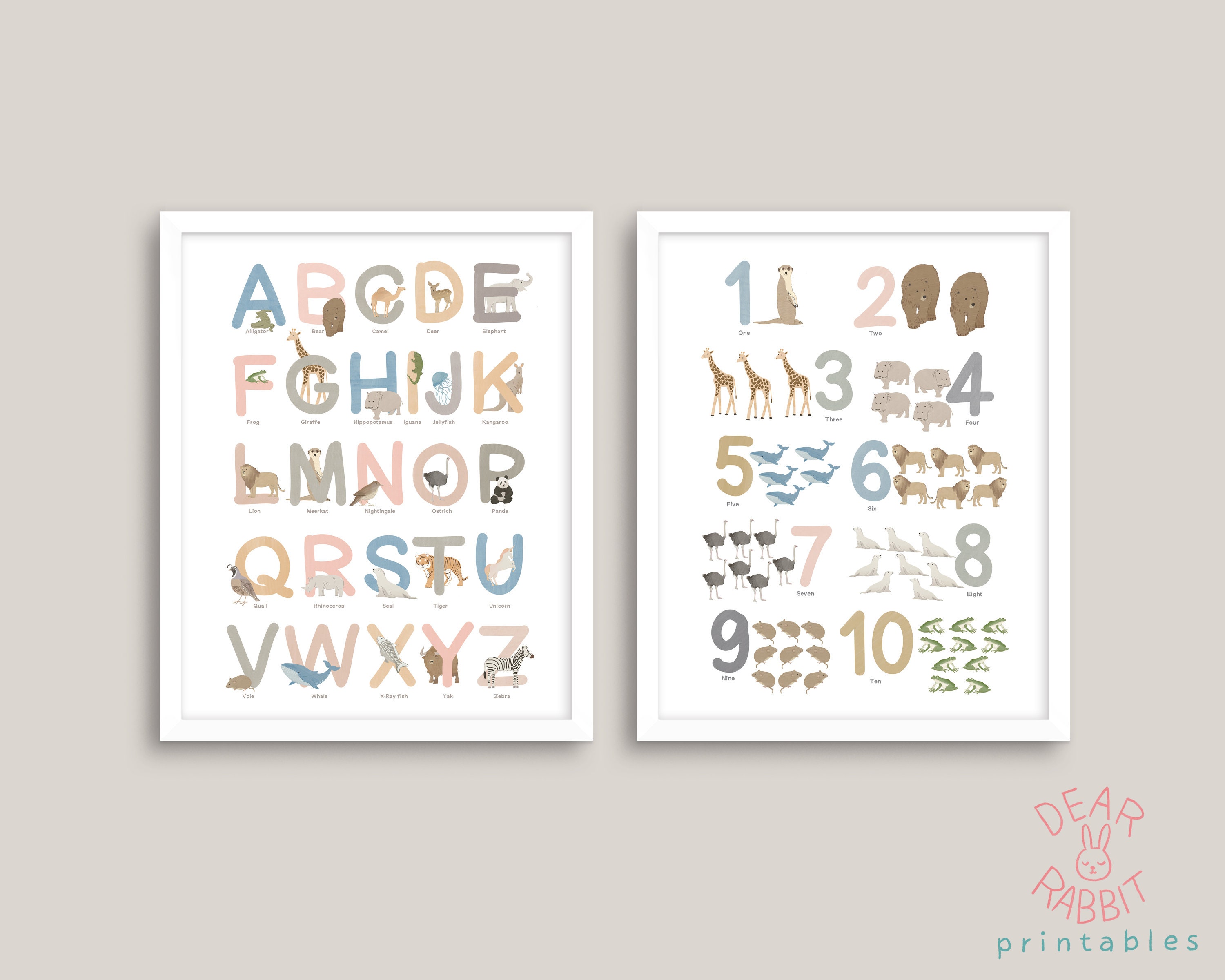 Alphabet and Numbers Printable,neutral Alphabet Poster, ABC Print ...