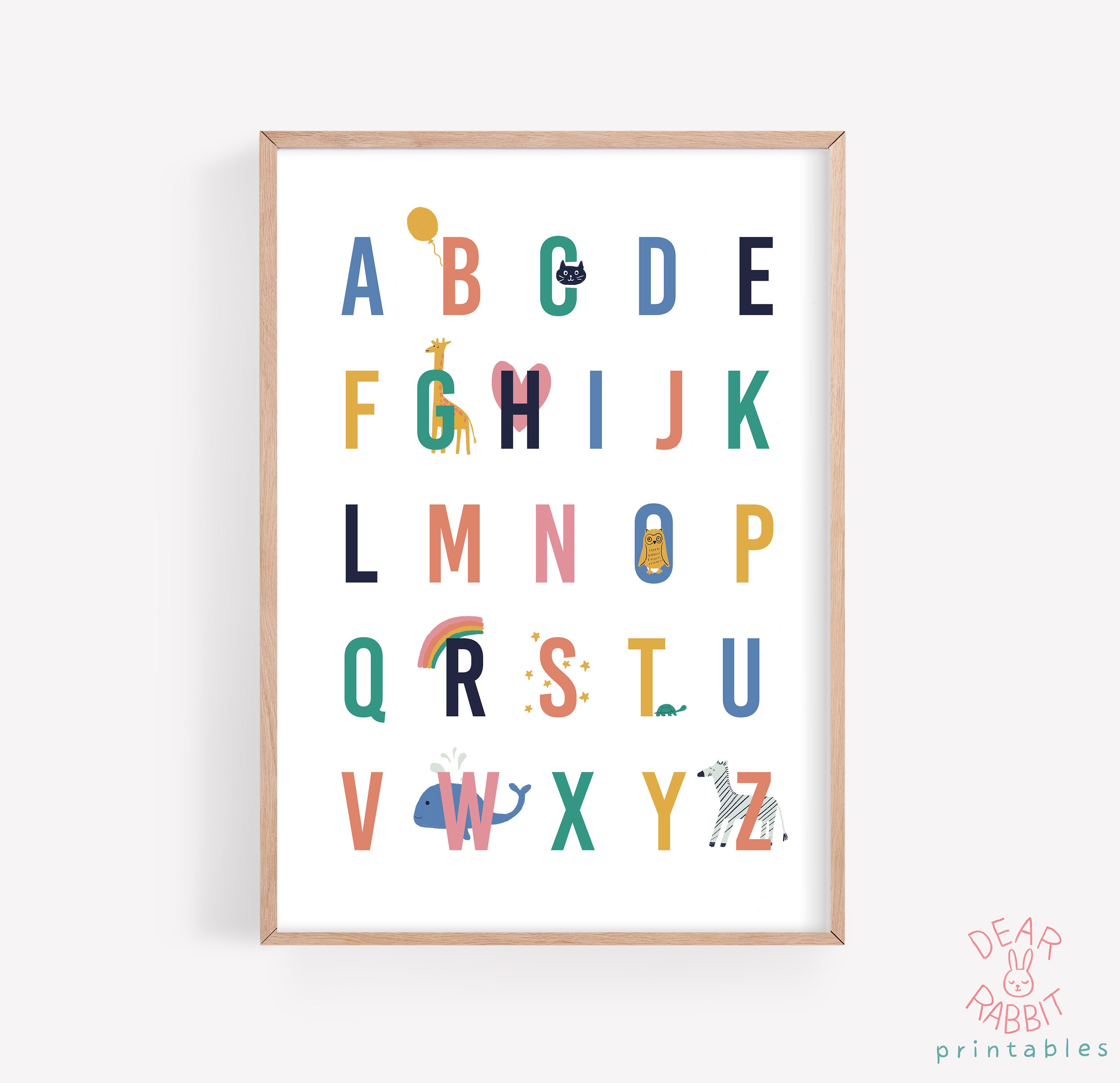 Printable Alphabet Poster, Printable Wall Art, Kids Room Decor,nursery ...