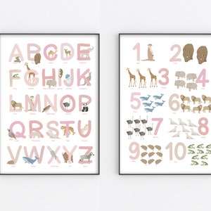 Alphabet and Numbers Printable,pink Alphabet Poster, ABC Print ...