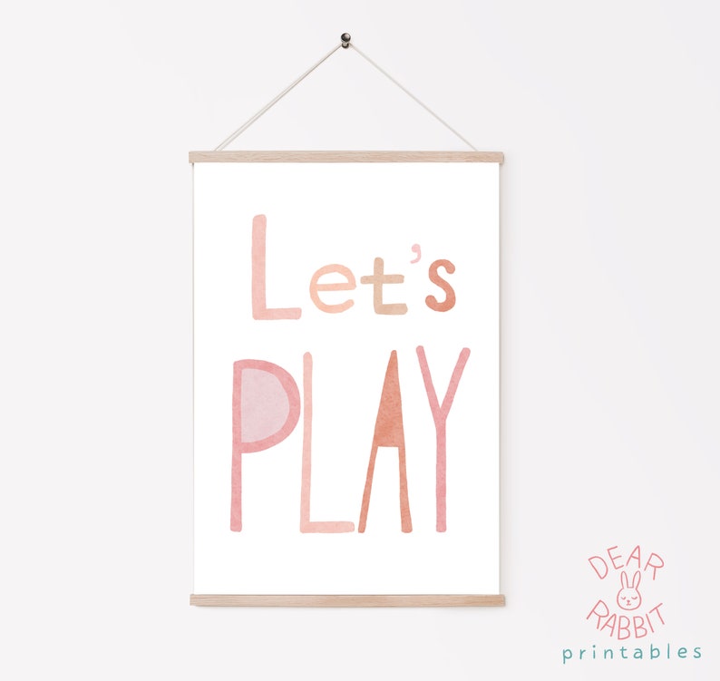 Let's Play Printable, Nursery Quote Print, Let's Play Sign, Digital ...
