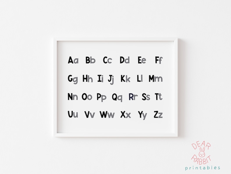Alphabet Horizontal Printable Poster, Alphabet Wall Art, Lowercase ...