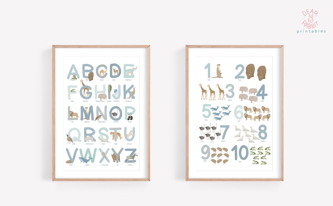 Alphabet and Numbers Printable, Colorful Alphabet Poster, ABC Print ...