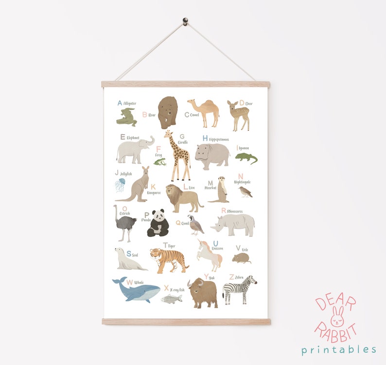 Animal Alphabet Print,printable ABC Poster,alphabet Wall Art, ABC Wall ...