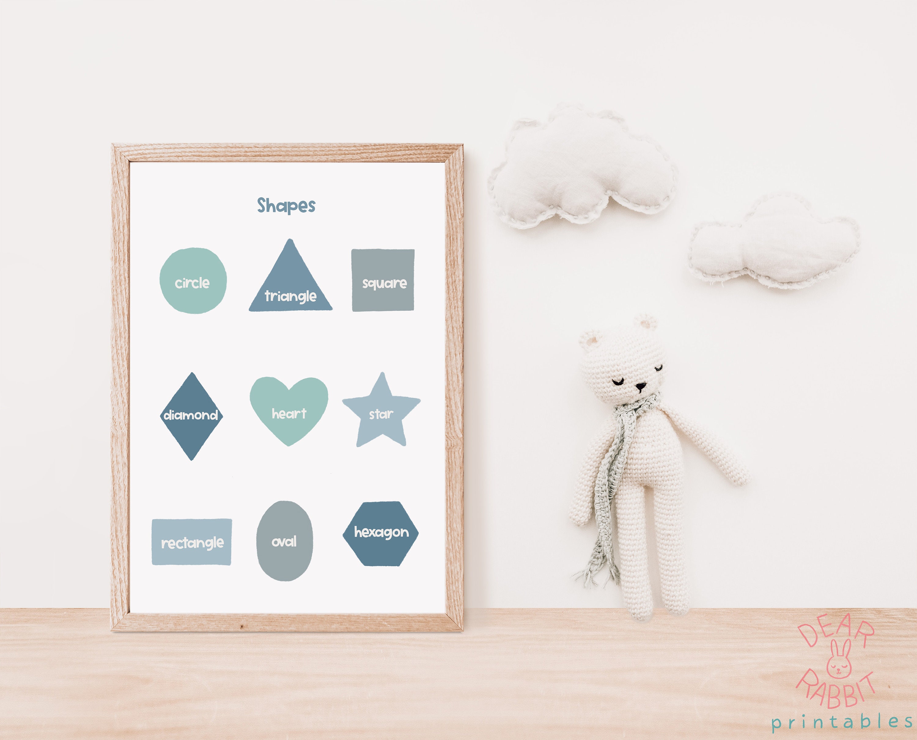 Shapes Educational Poster,blue Color, Educational Wall Art,kids Room ...