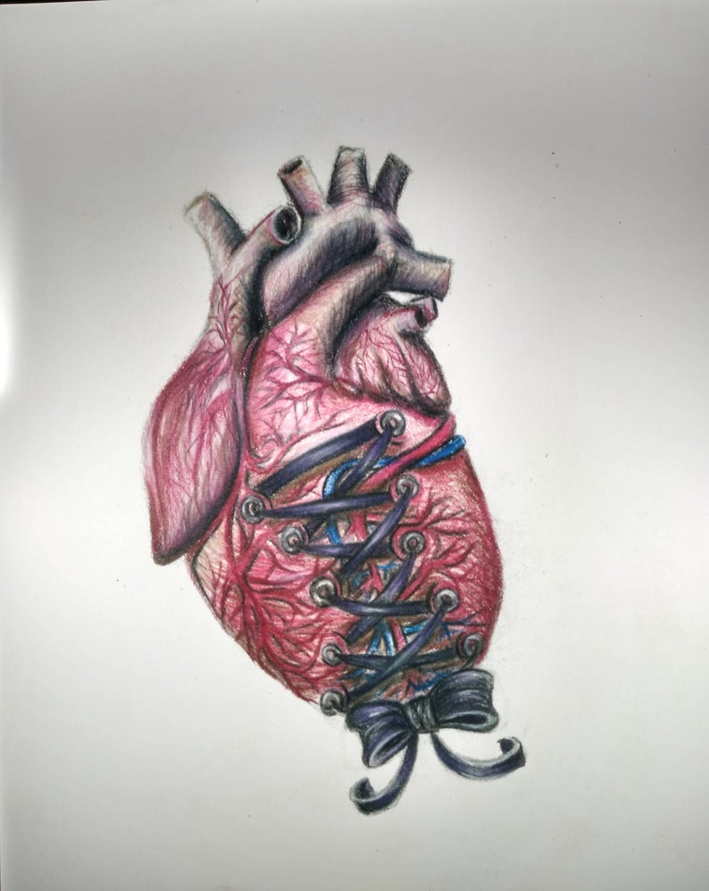 Corazón todo atado // impresión original// Dibujo// | Etsy