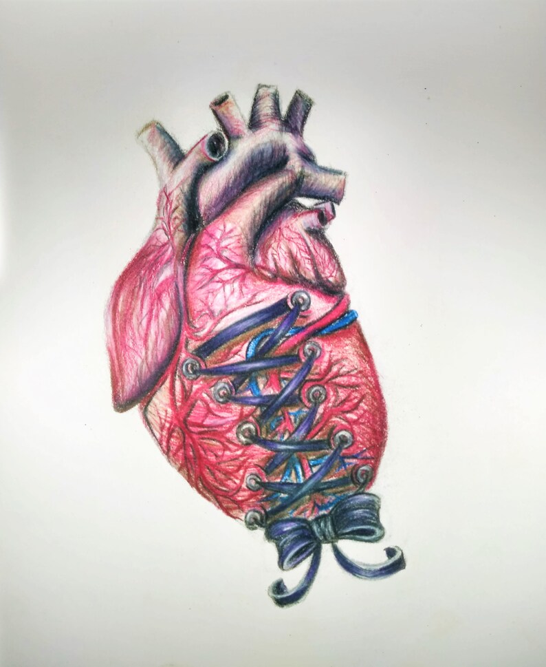 Corazón todo atado // impresión original// Dibujo// - Etsy España