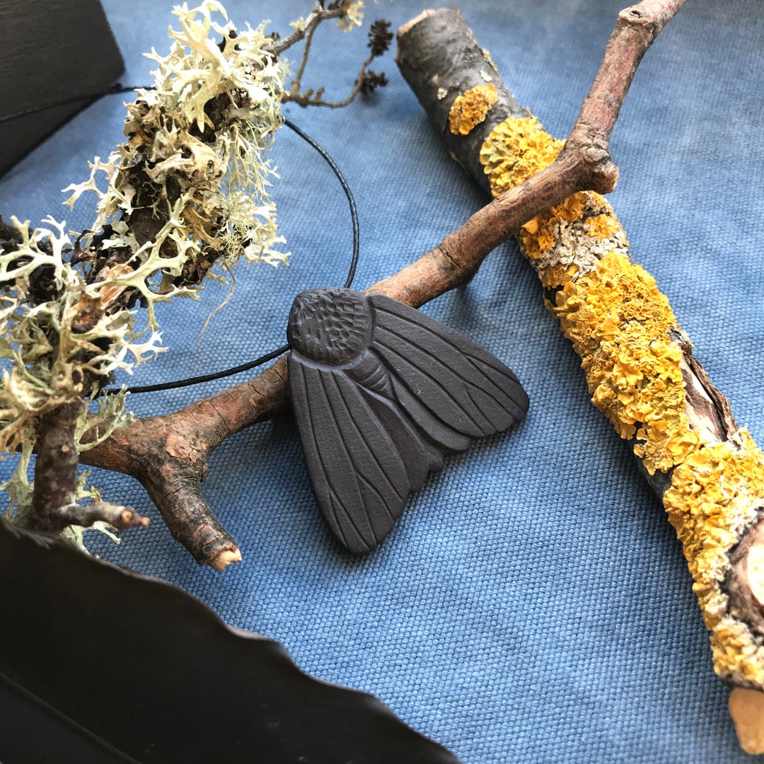 Black Porcelain Moth Pendant. Ceramic Jewellery. - Etsy