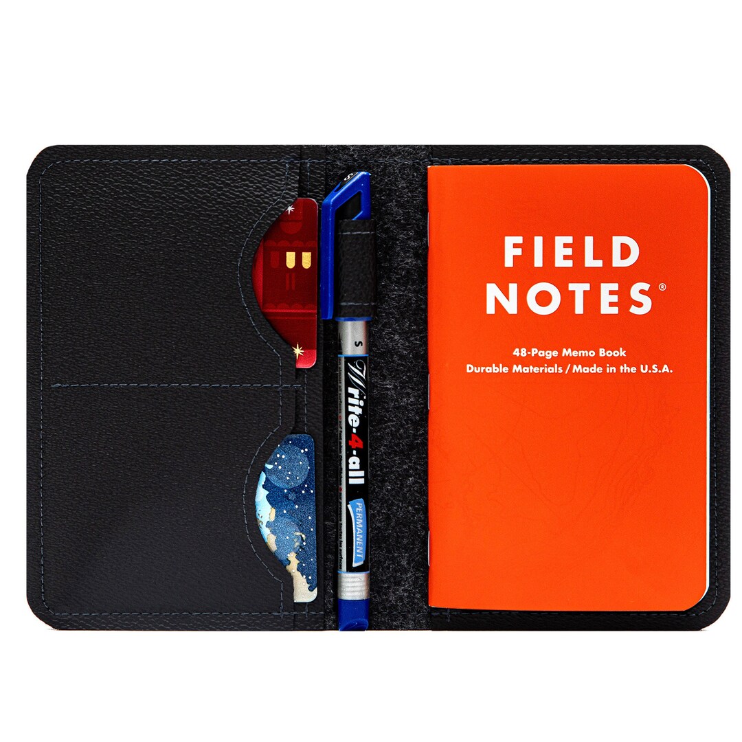 Field Notes Cover With Pen Holder & Card Slot. Non-leather Pocket ...