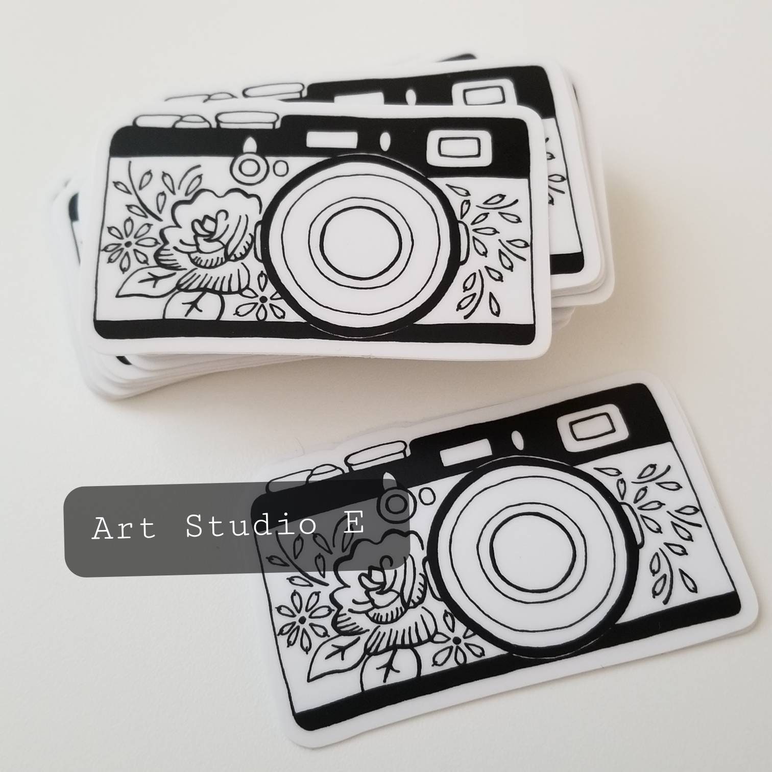 Floral Camera Vinyl Sticker, Vintage Style Camera Laptop Sticker, 3 ...