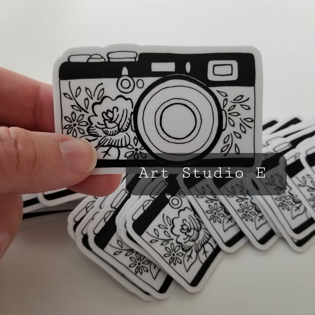 Floral Camera Vinyl Sticker, Vintage Style Camera Laptop Sticker, 3 ...