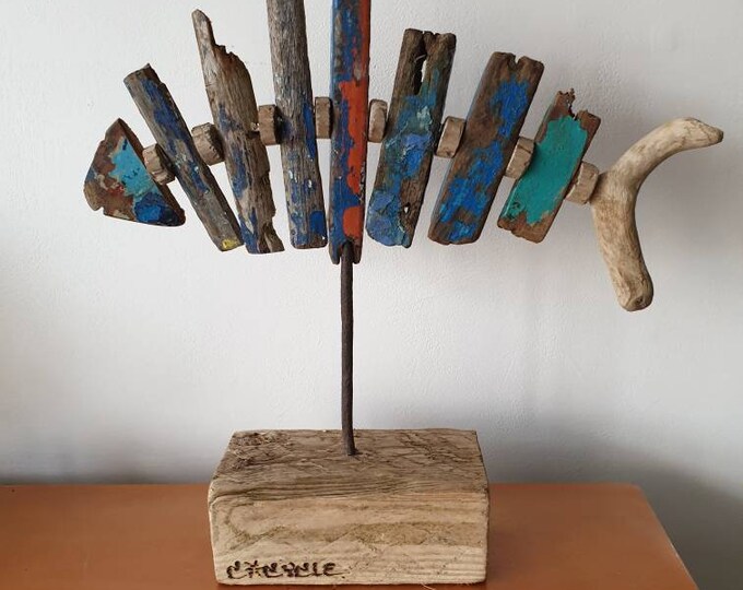 Driftwood Upcycled Fish Sculpture Coastal Art - Etsy