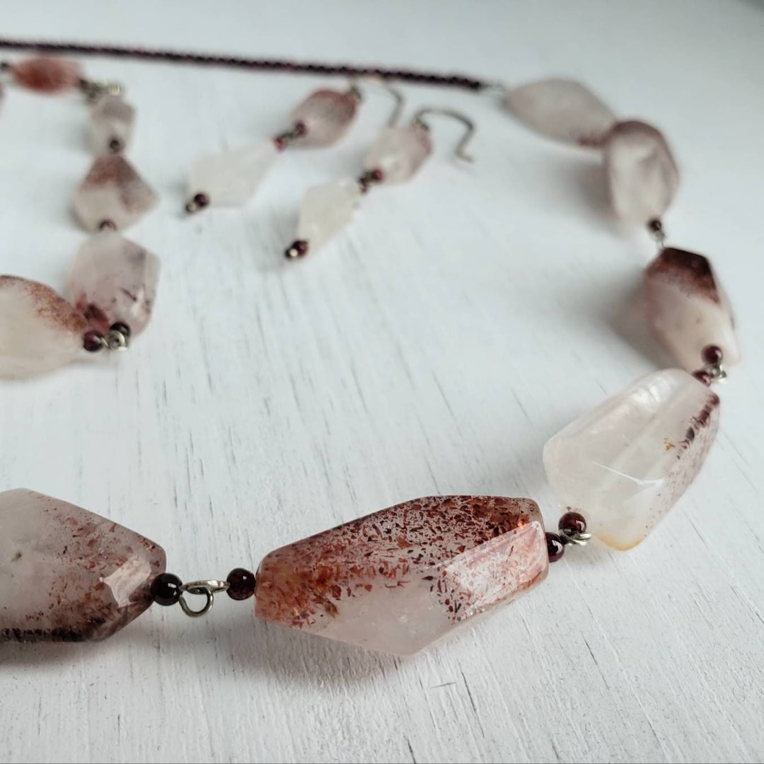 OOAK Raspberry Quartz & Garnet Jewelry Set With Sterling Silver ...