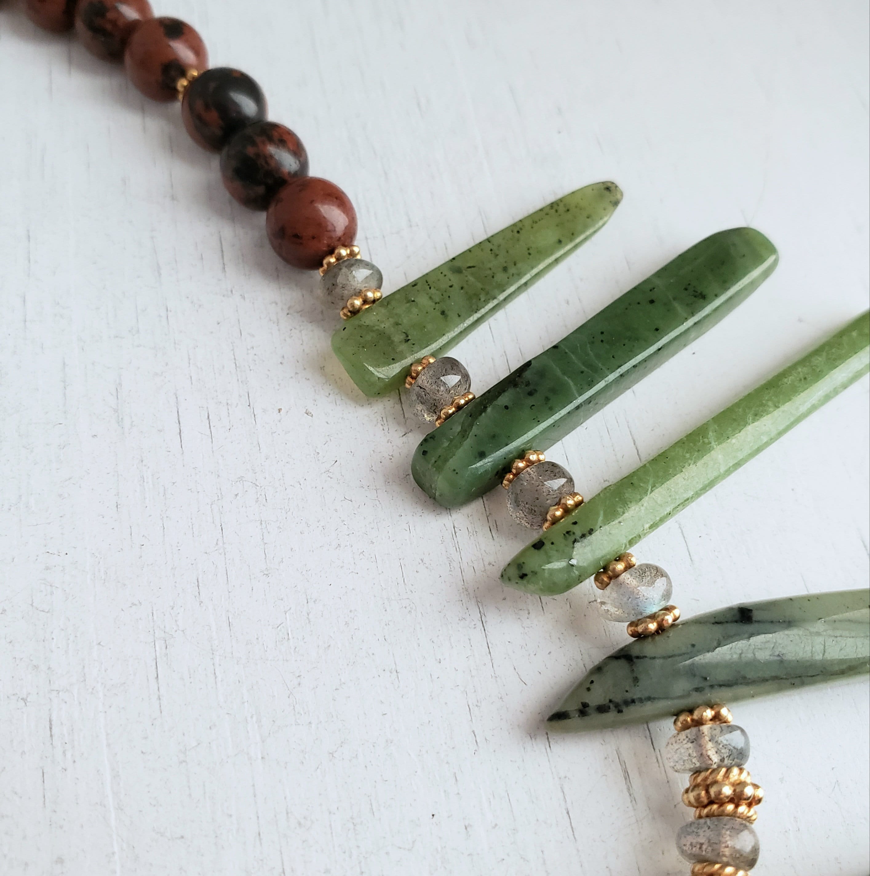 Labradorite Jade & Mahogany Obsidian with Vermeil - Gift for Her ...