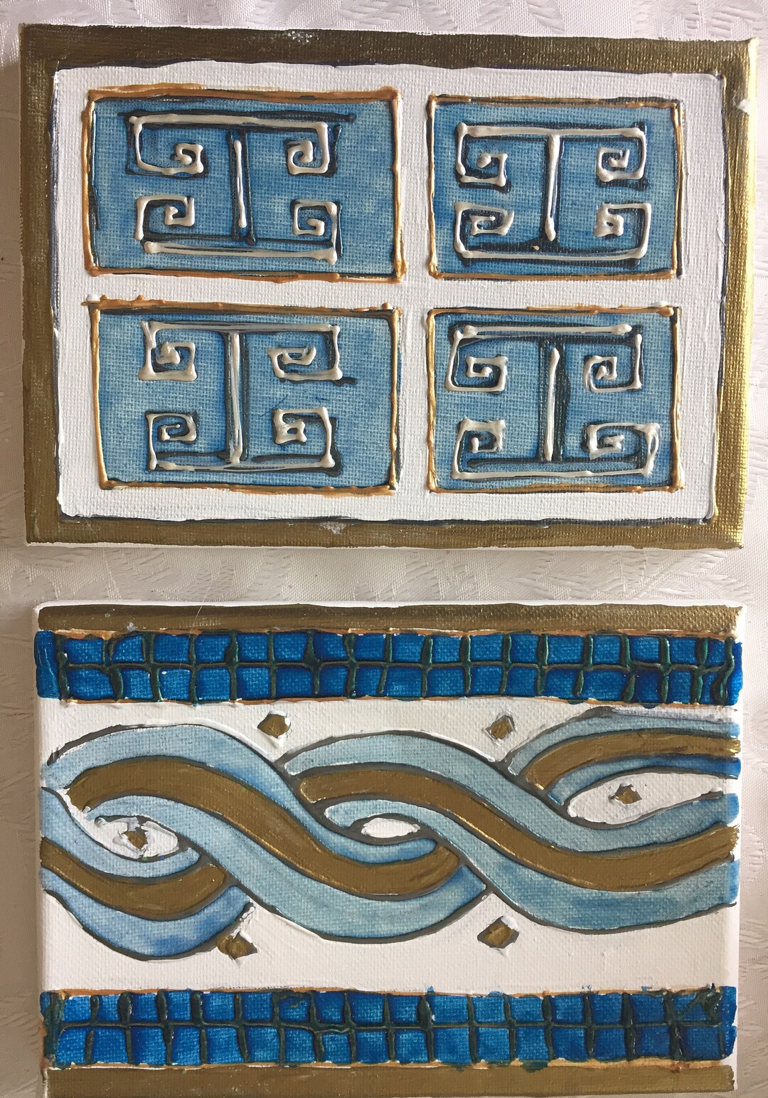 Pair of Greek Tile Art Paintings - Etsy