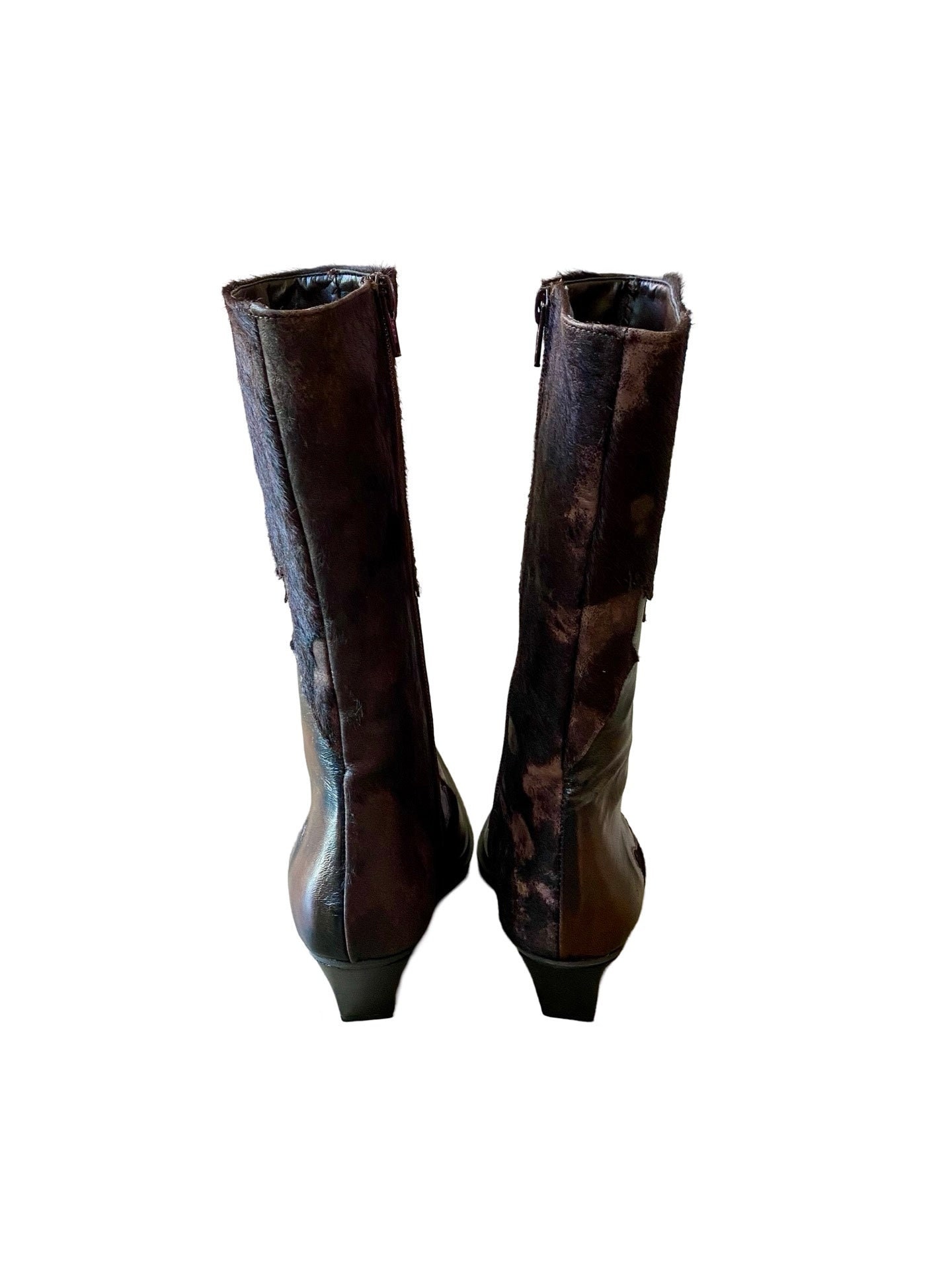 Leather and Fur Cowboy Boots Y2K Designer Vintage Rare Italian - Etsy